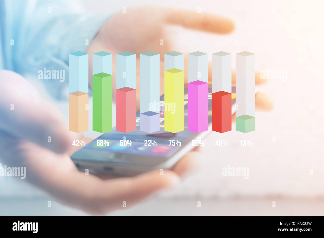 View of a Colorfull survey stick graph interface with percentage over a ...