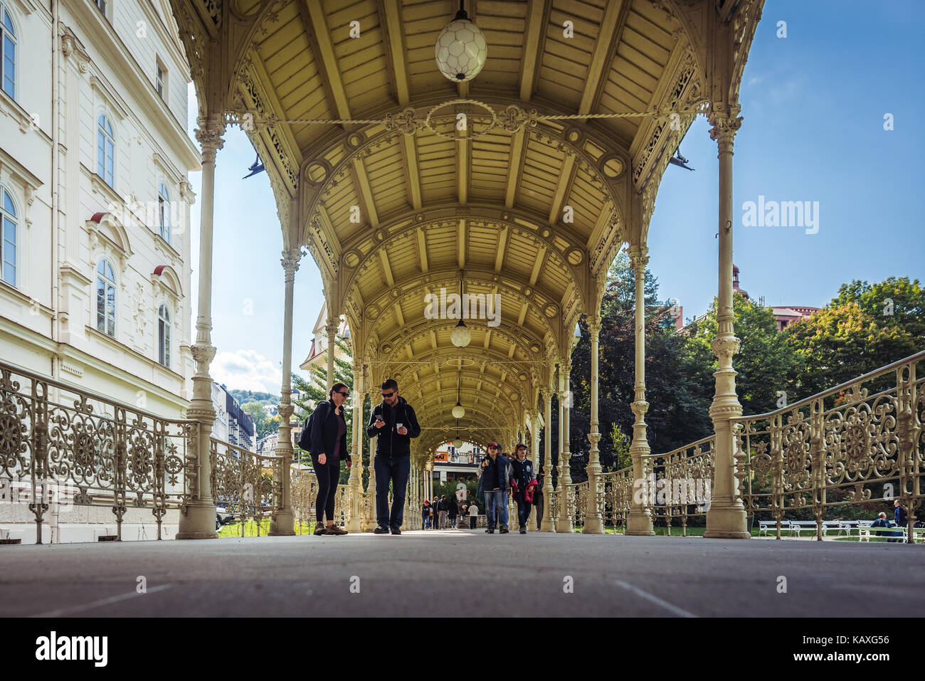Karlovy Vary, Czech Republic- September 23, 2017: People are visiting ...