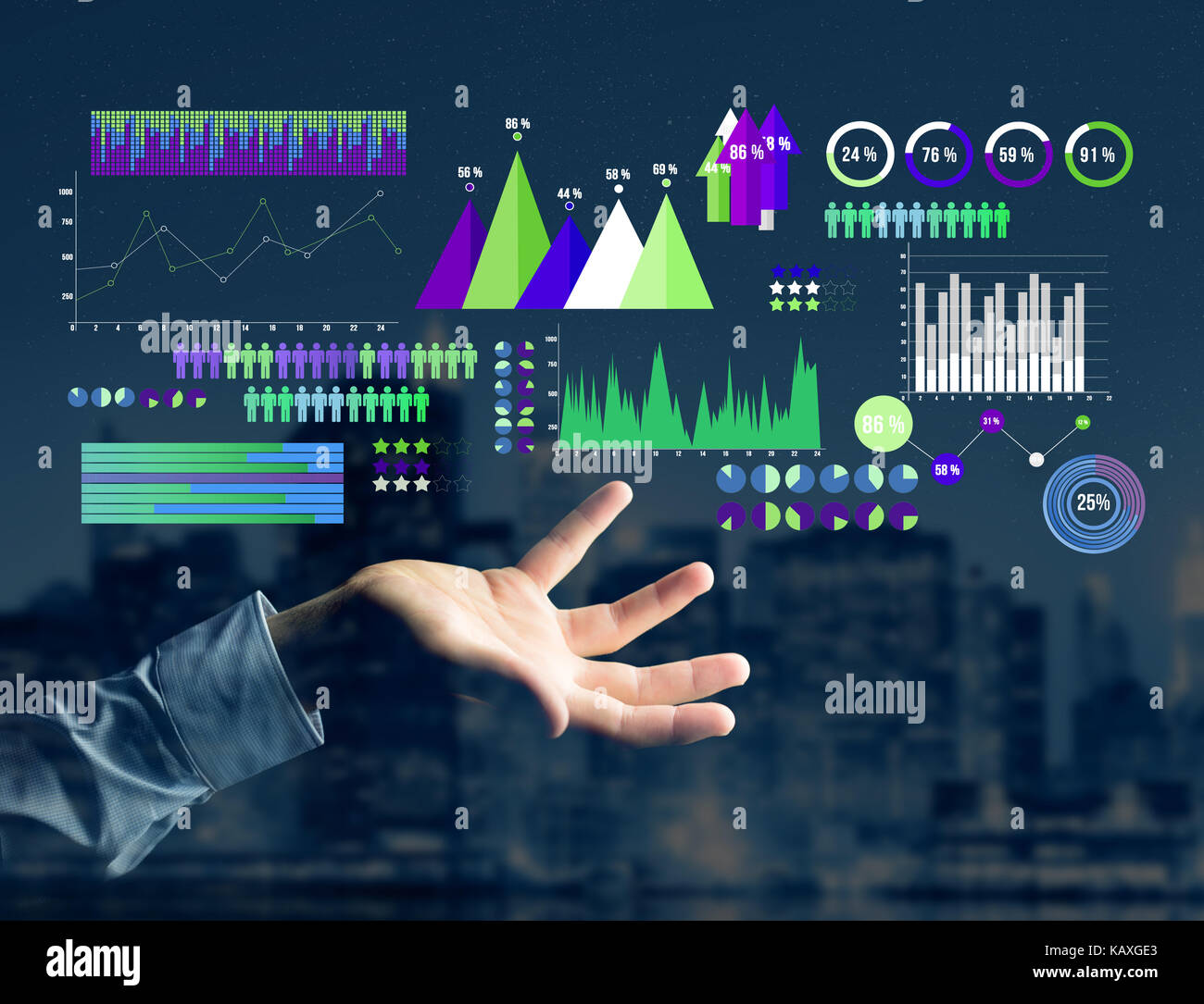 View of a Business interface with chart graph and stats - Business and ...