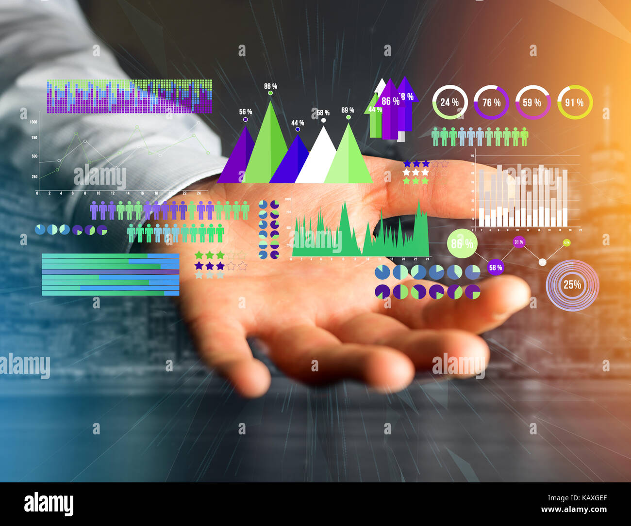 View of a Business interface with chart graph and stats - Business and ...