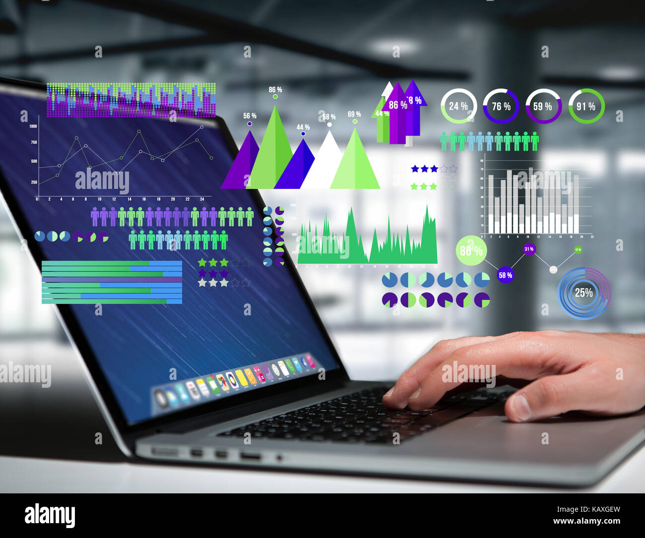 View of a Business interface with chart graph and stats - Business and ...