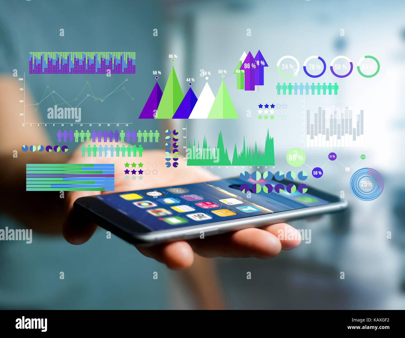 View of a Business interface with chart graph and stats - Business and ...