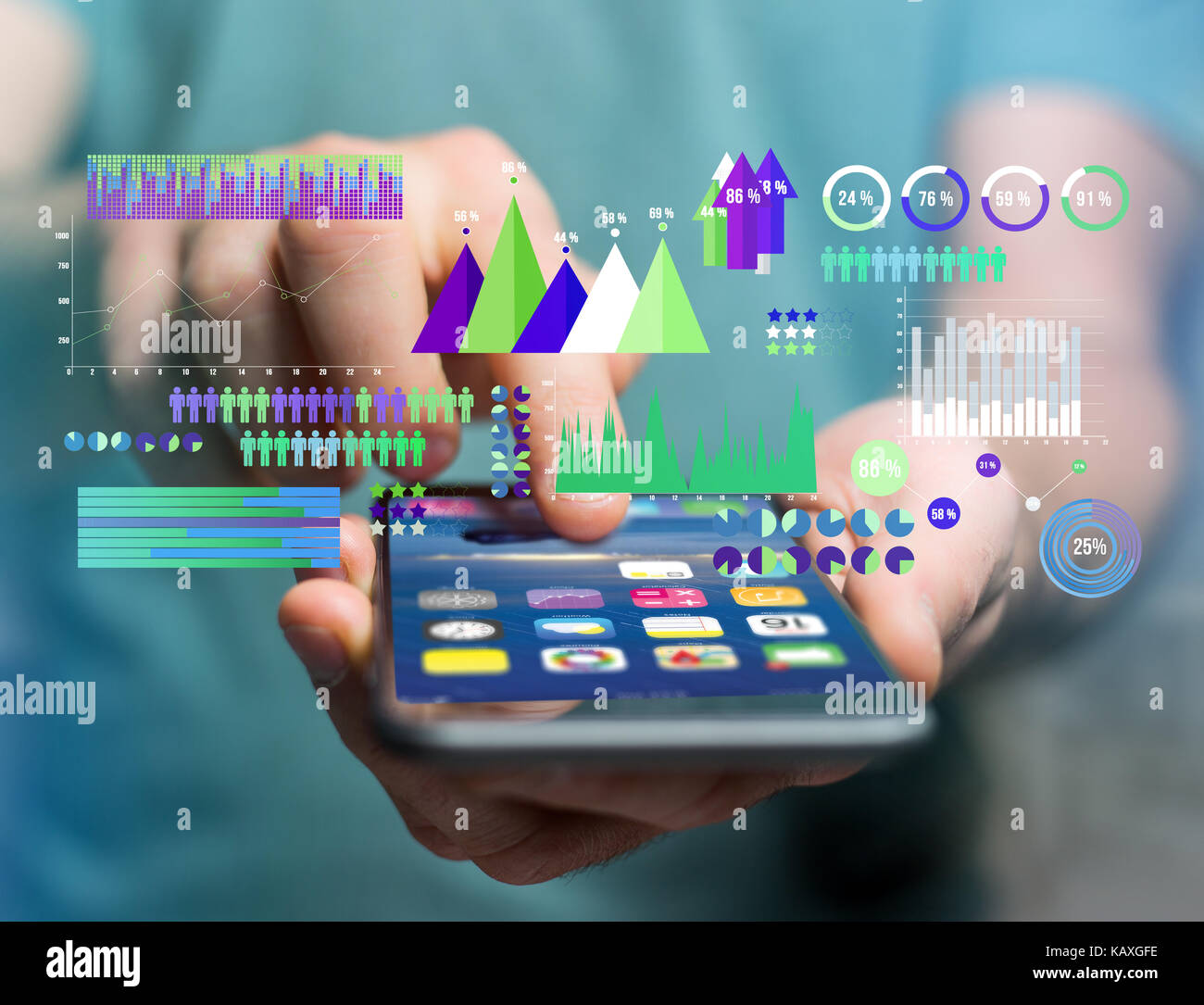 View of a Business interface with chart graph and stats - Business and ...
