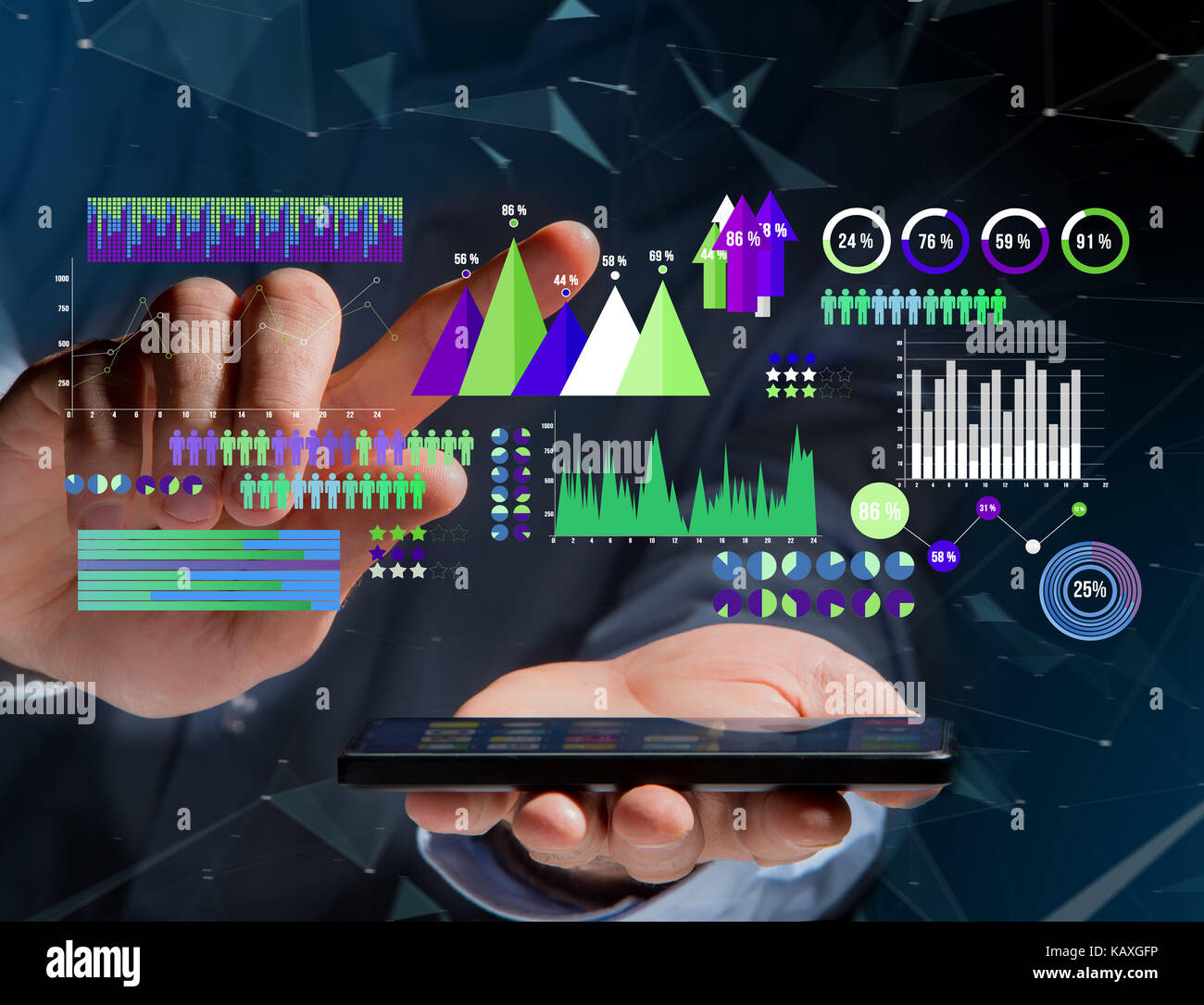 View of a Business interface with chart graph and stats - Business and ...