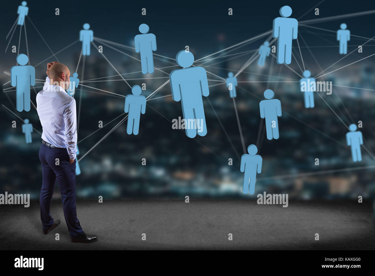 View of a Network connection with people linked each other - Business ...