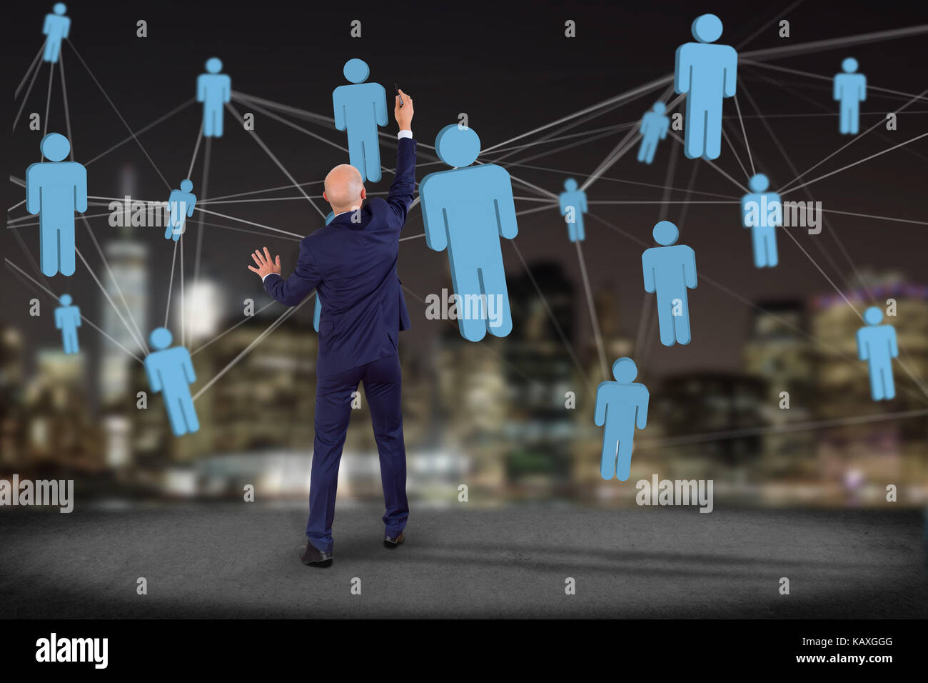 View of a Network connection with people linked each other - Business ...