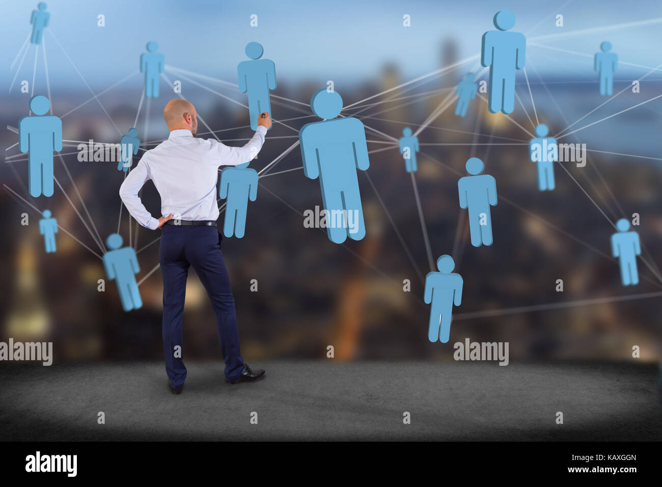 View of a Network connection with people linked each other - Business ...