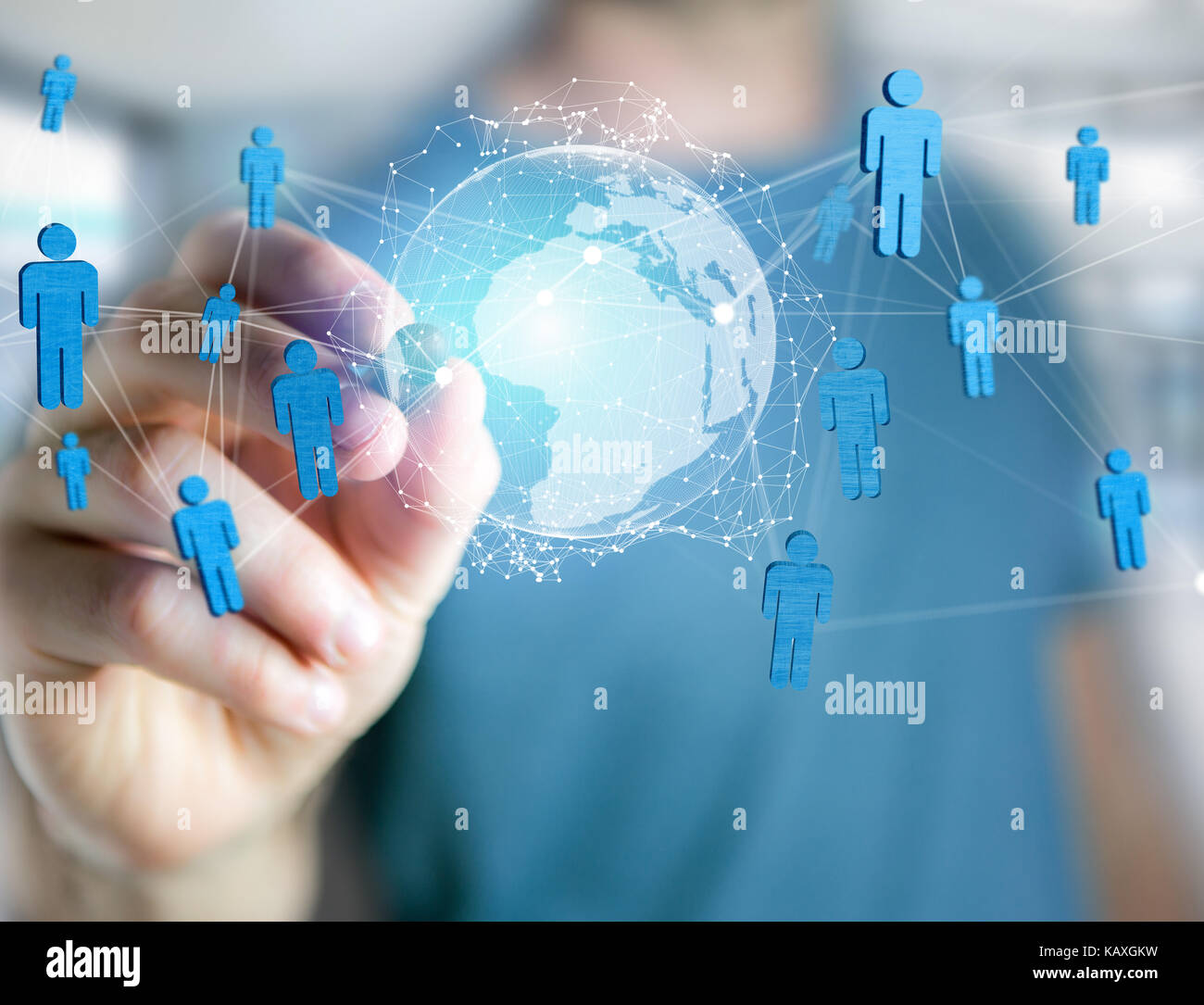 View of a International network displayed on a futuristic interface ...