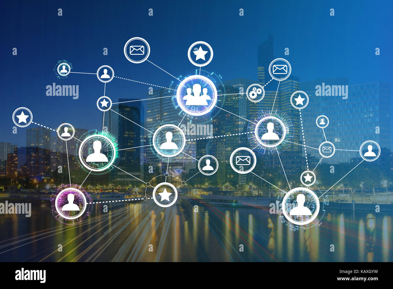 Concept view of business international network interface with finance ...