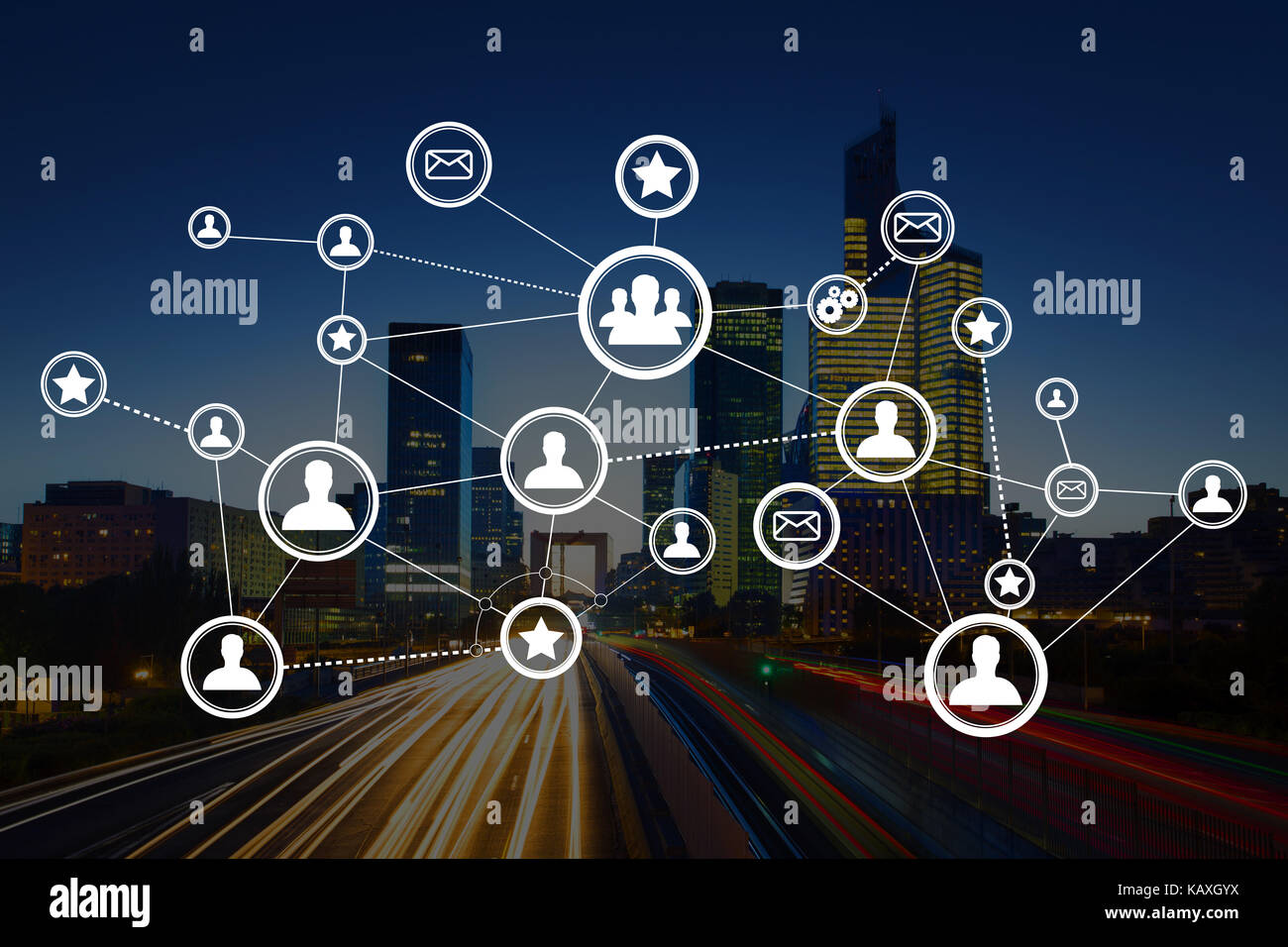 Concept view of business international network interface with finance ...