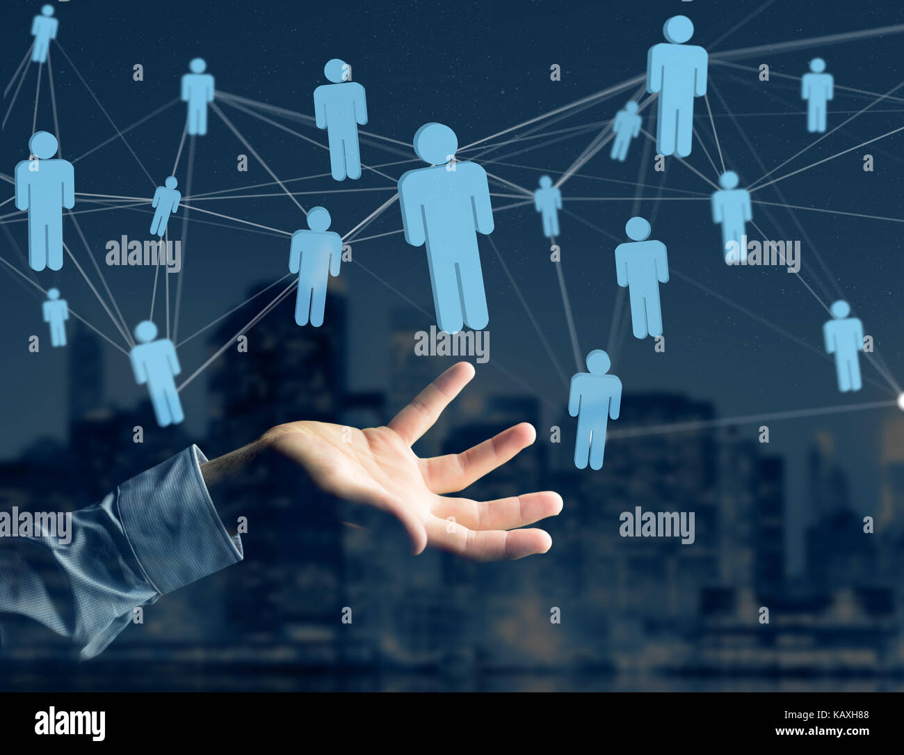 View of a Network connection with people linked each other - Business ...