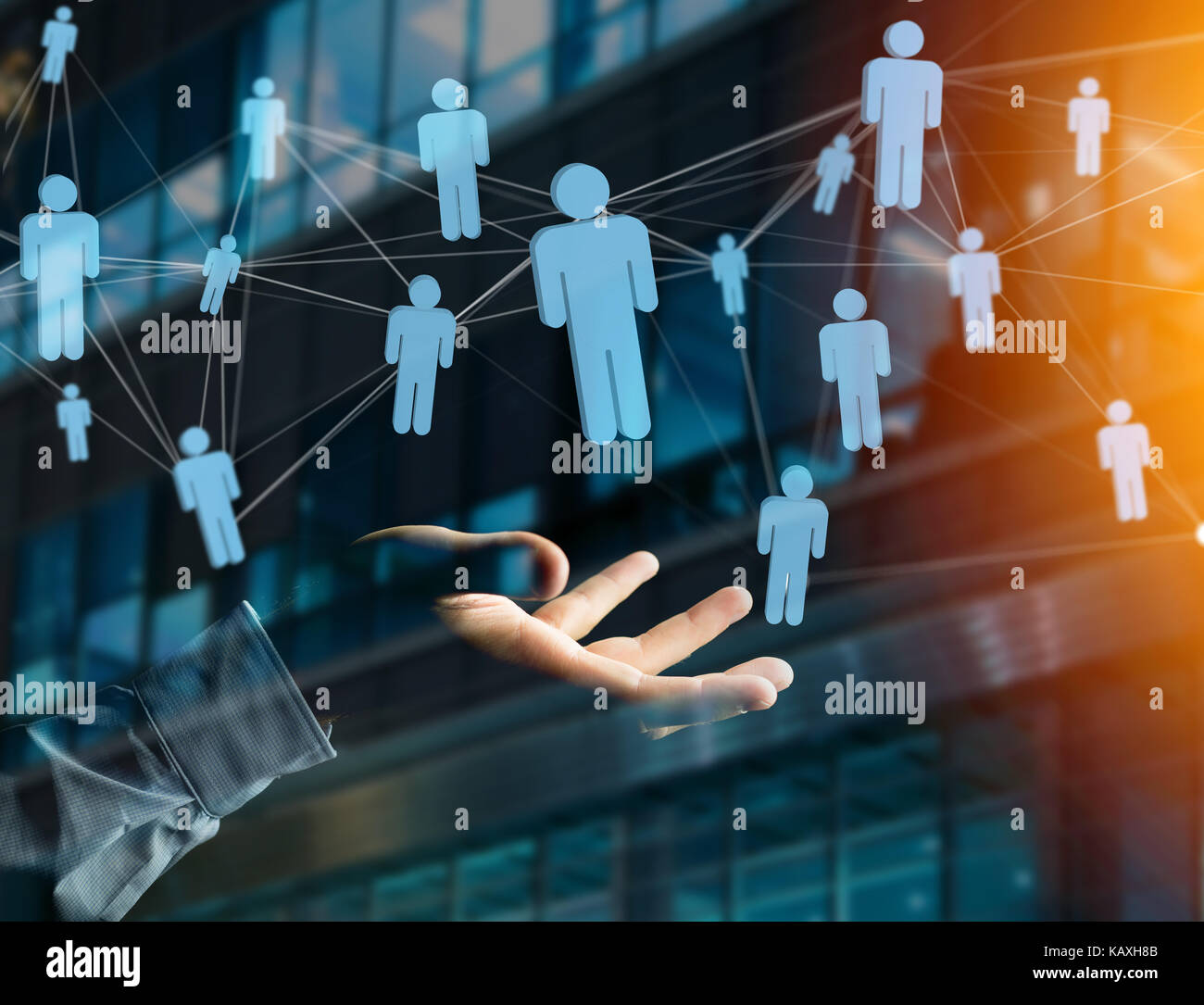 View of a Network connection with people linked each other - Business ...