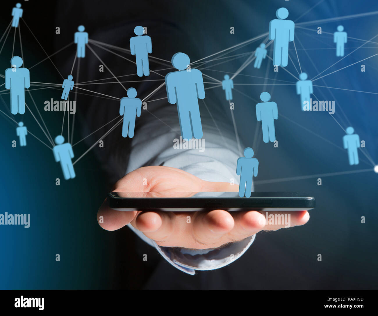 View of a Network connection with people linked each other - Business ...