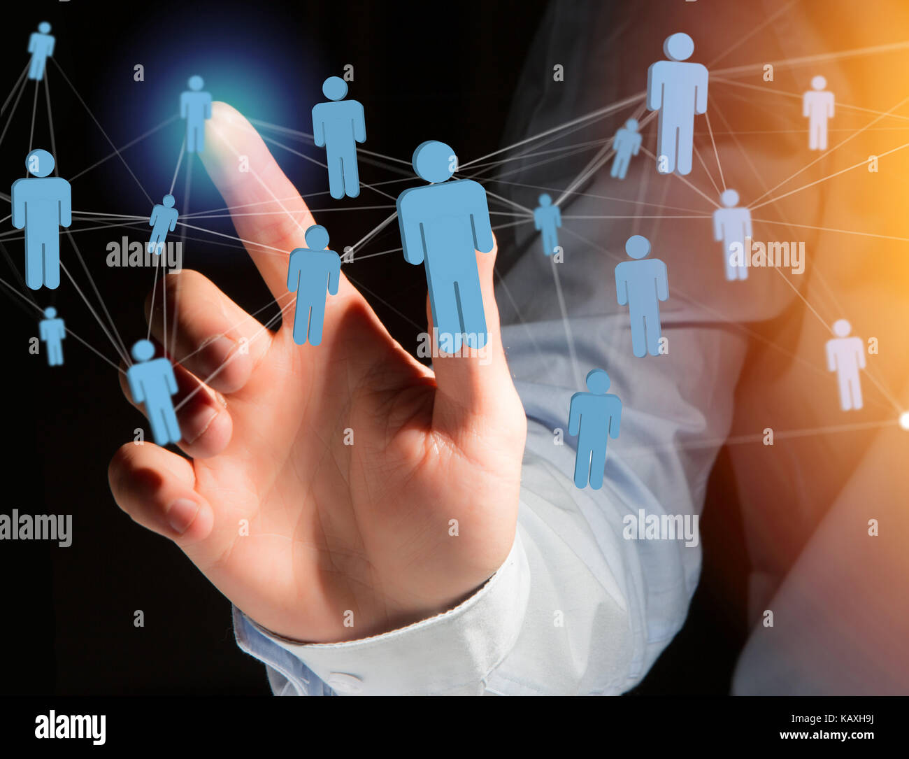 View of a Network connection with people linked each other - Business ...