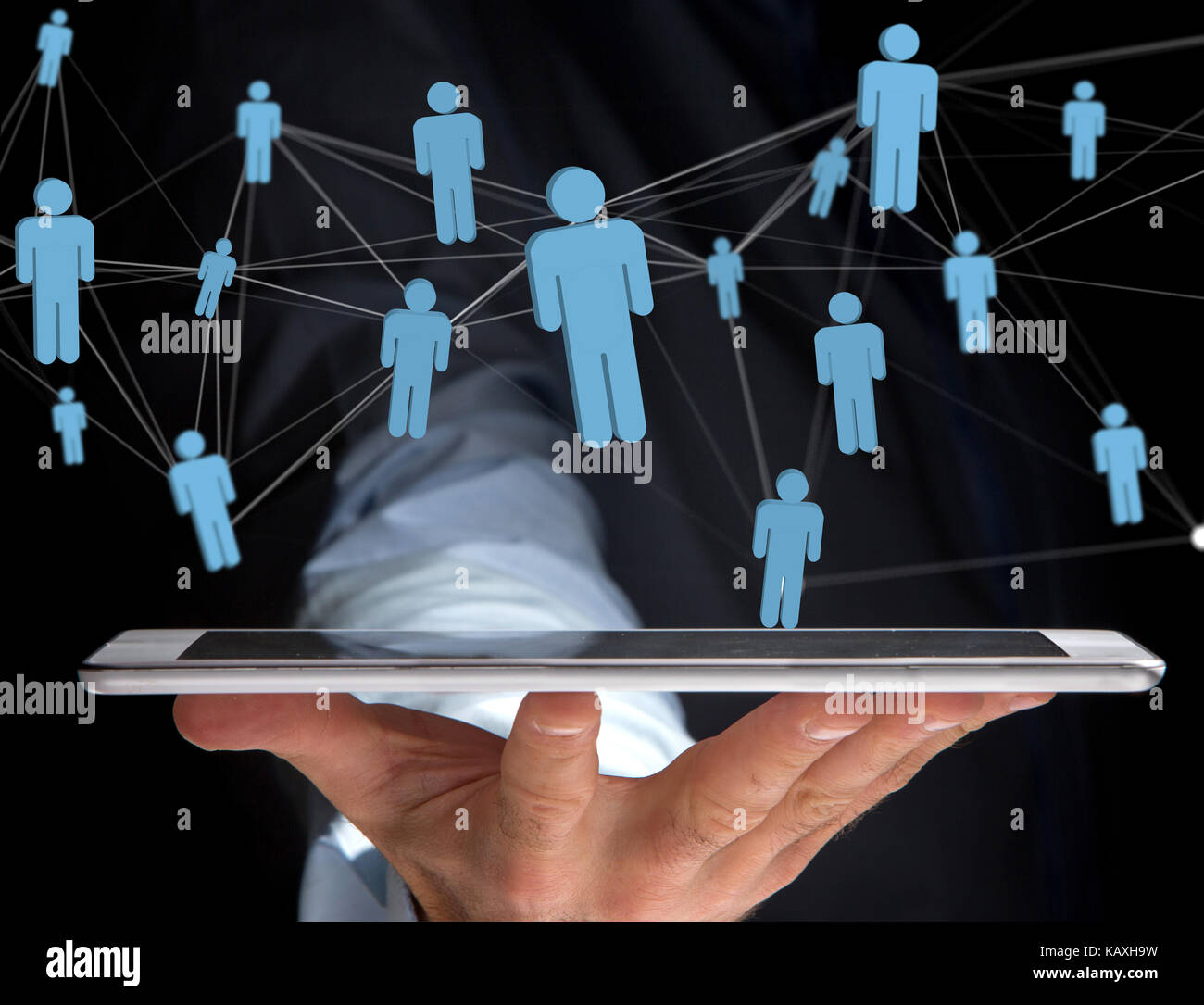 View of a Network connection with people linked each other - Business ...