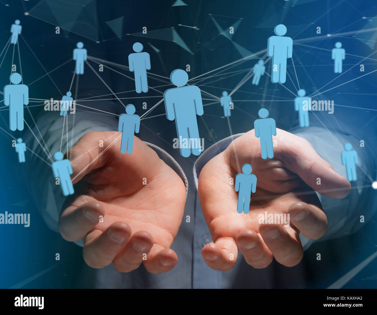 View of a Network connection with people linked each other - Business ...