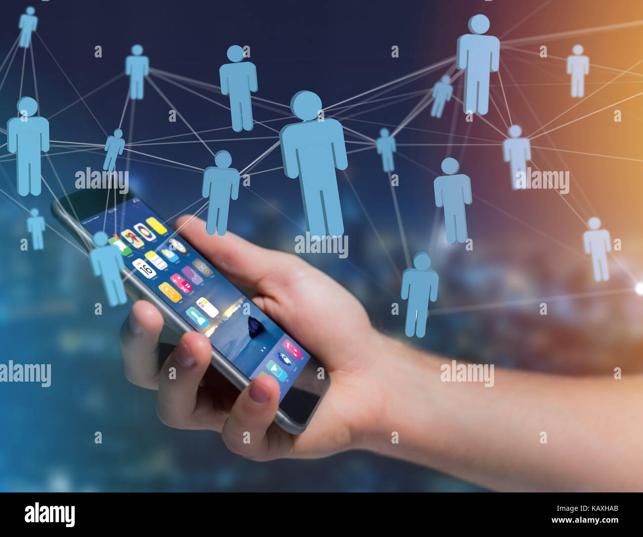 View of a Network connection with people linked each other - Business ...