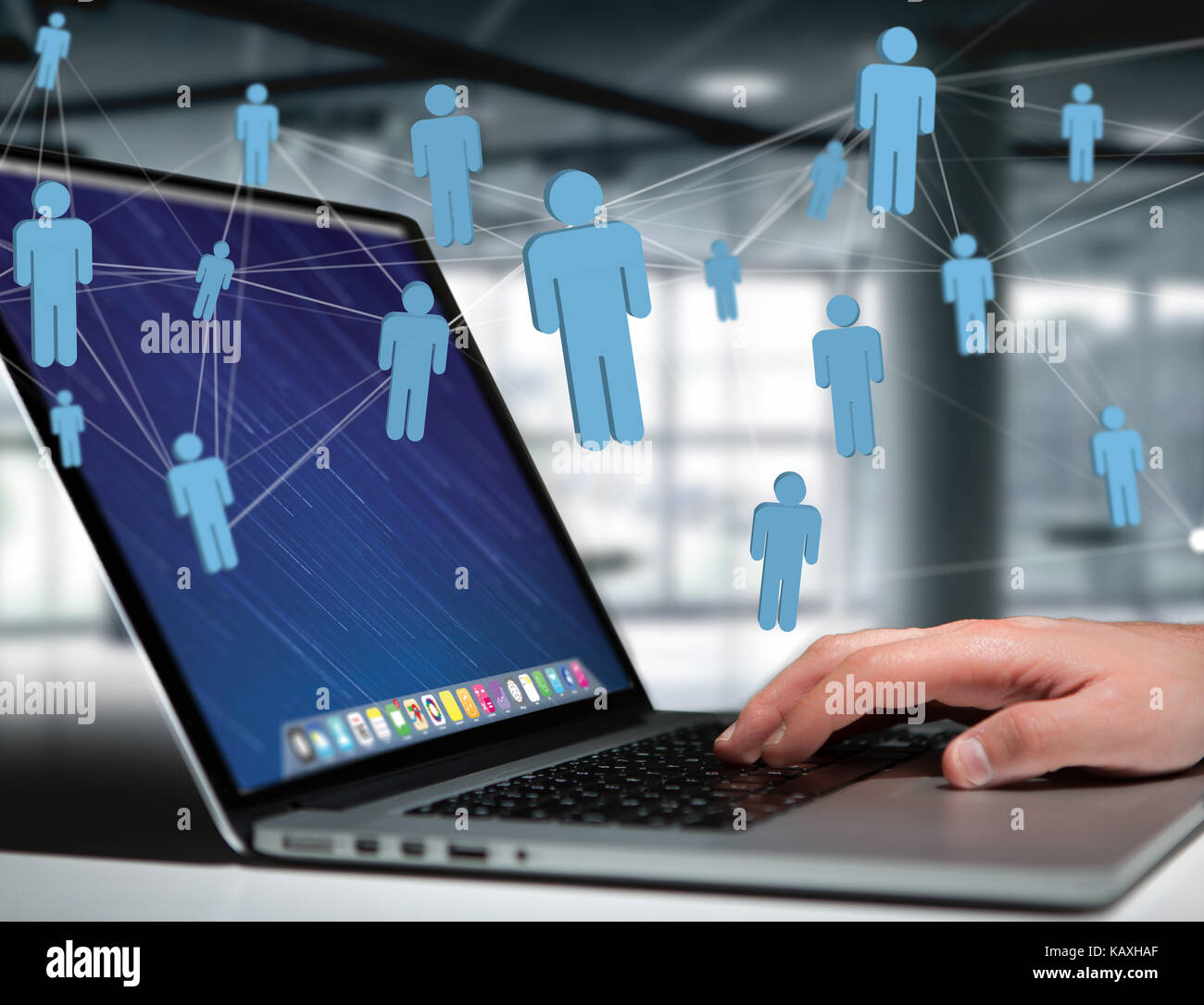 View of a Network connection with people linked each other - Business ...