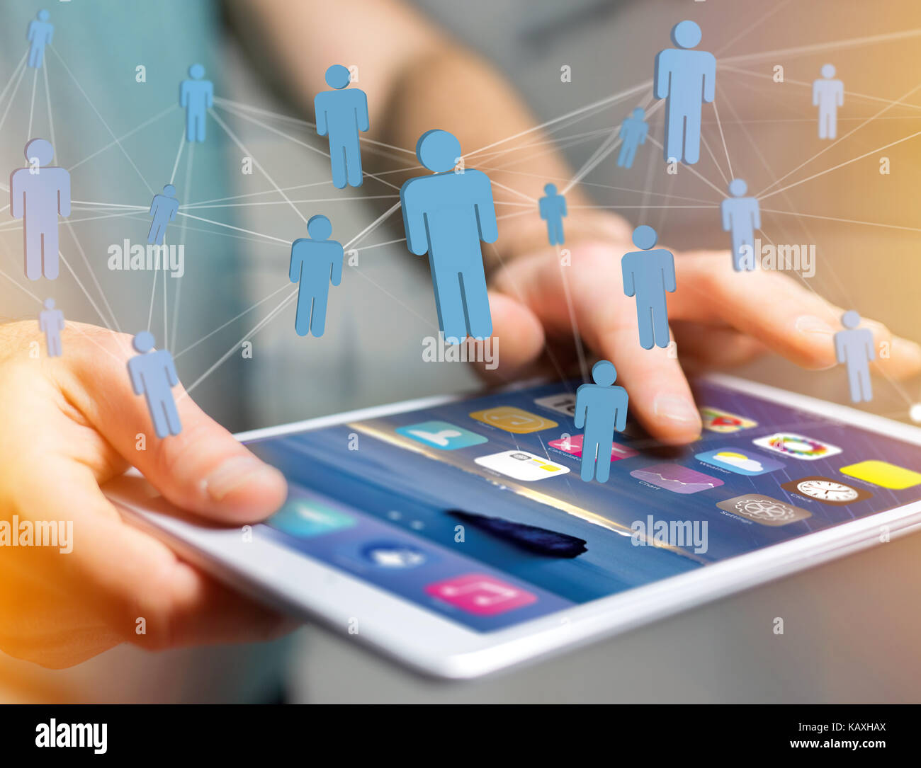 View of a Network connection with people linked each other - Business ...