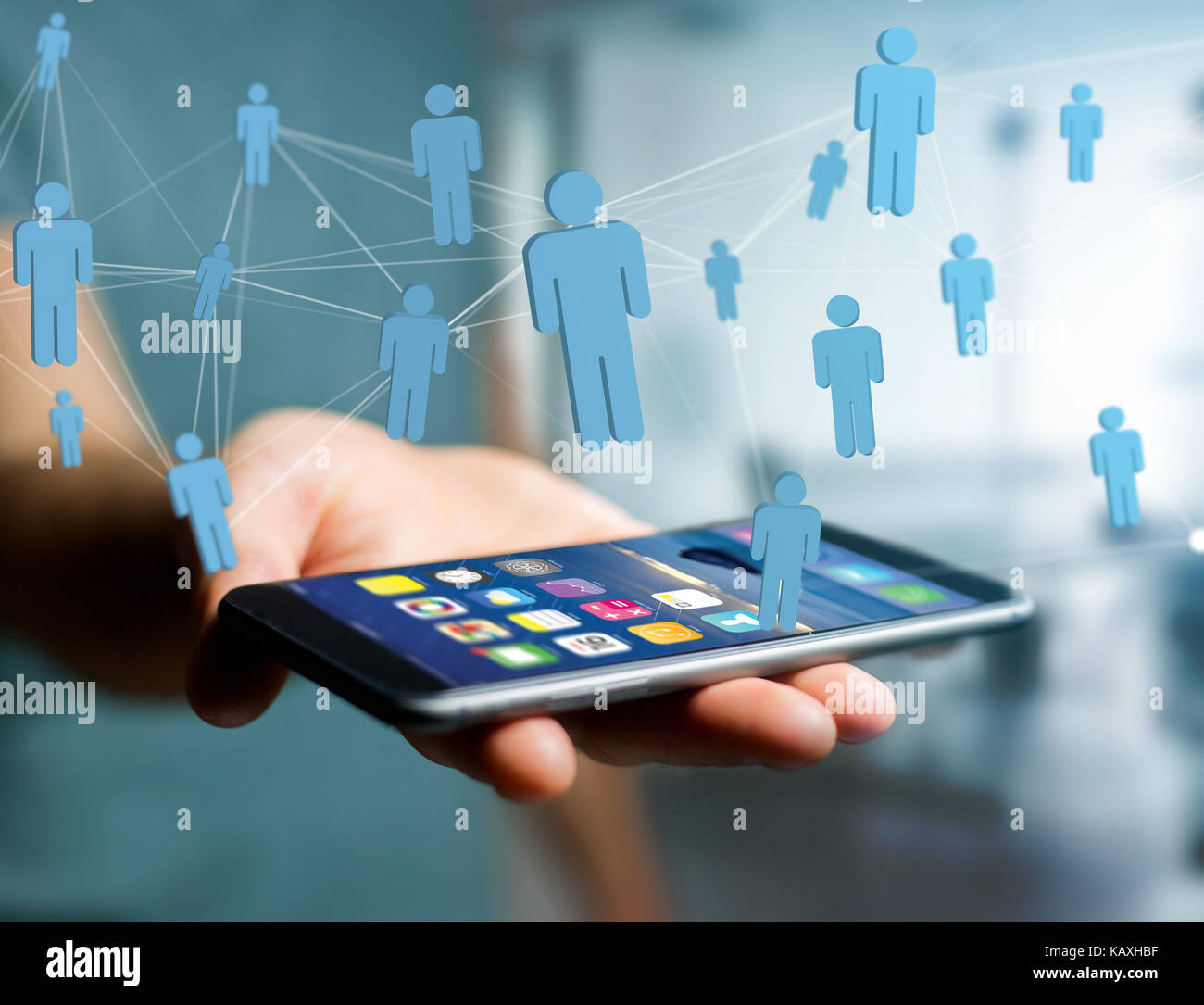 View of a Network connection with people linked each other - Business ...