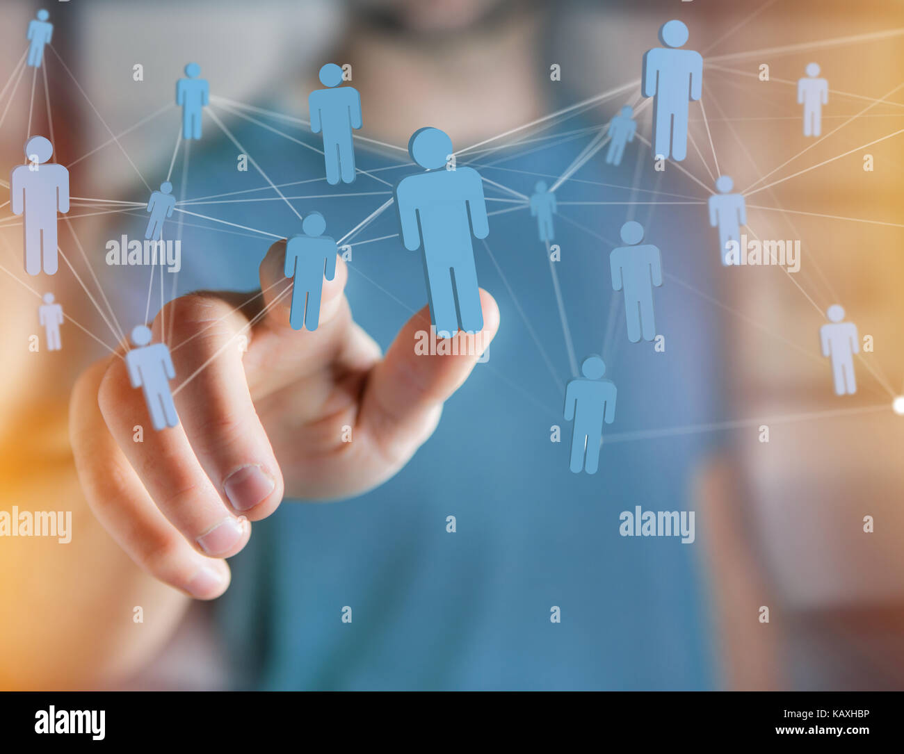 View of a Network connection with people linked each other - Business ...