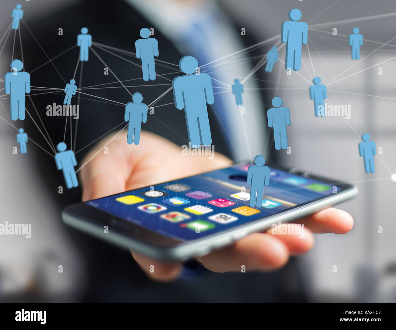 View of a Network connection with people linked each other - Business ...