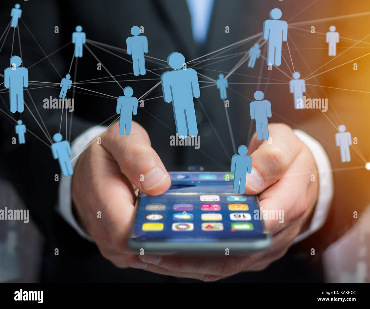 View of a Network connection with people linked each other - Business ...