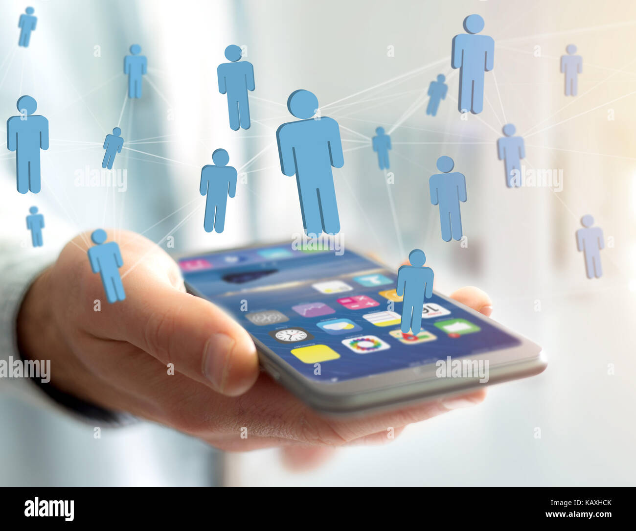 View of a Network connection with people linked each other - Business ...