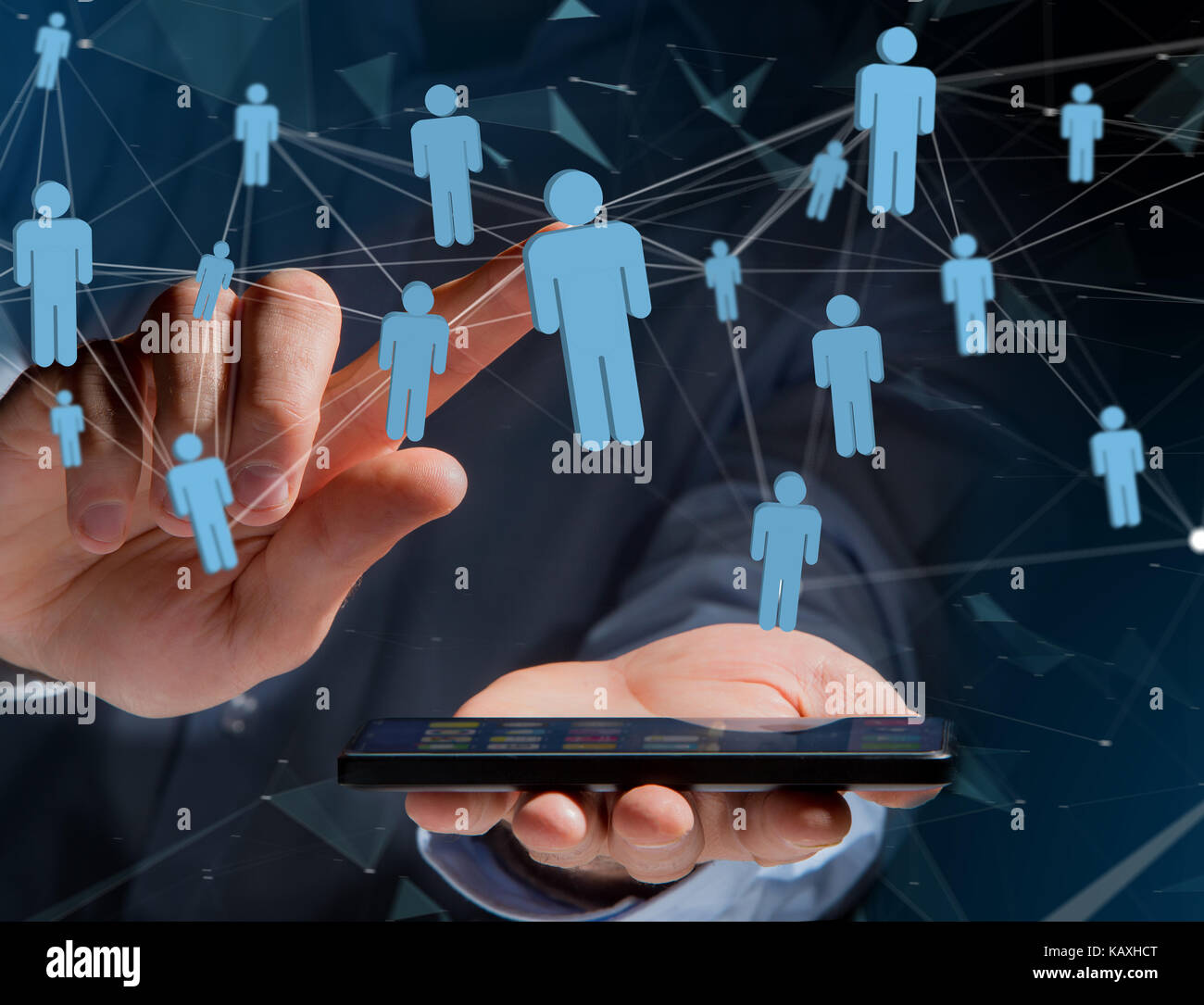 View of a Network connection with people linked each other - Business ...