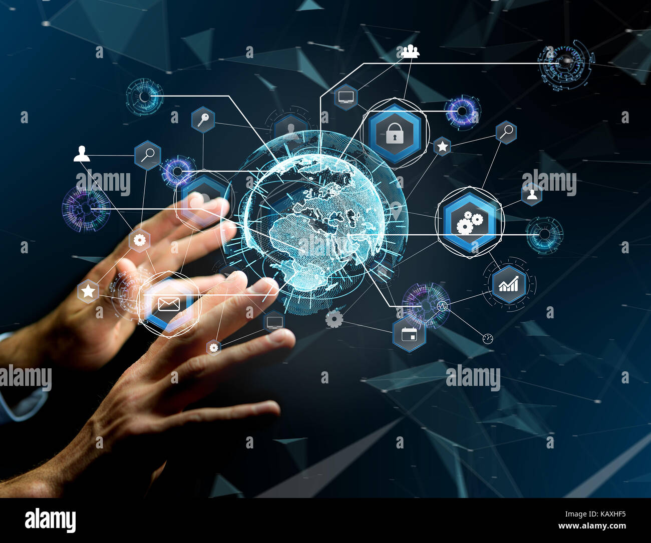 View of an International business network connection displayed on a ...