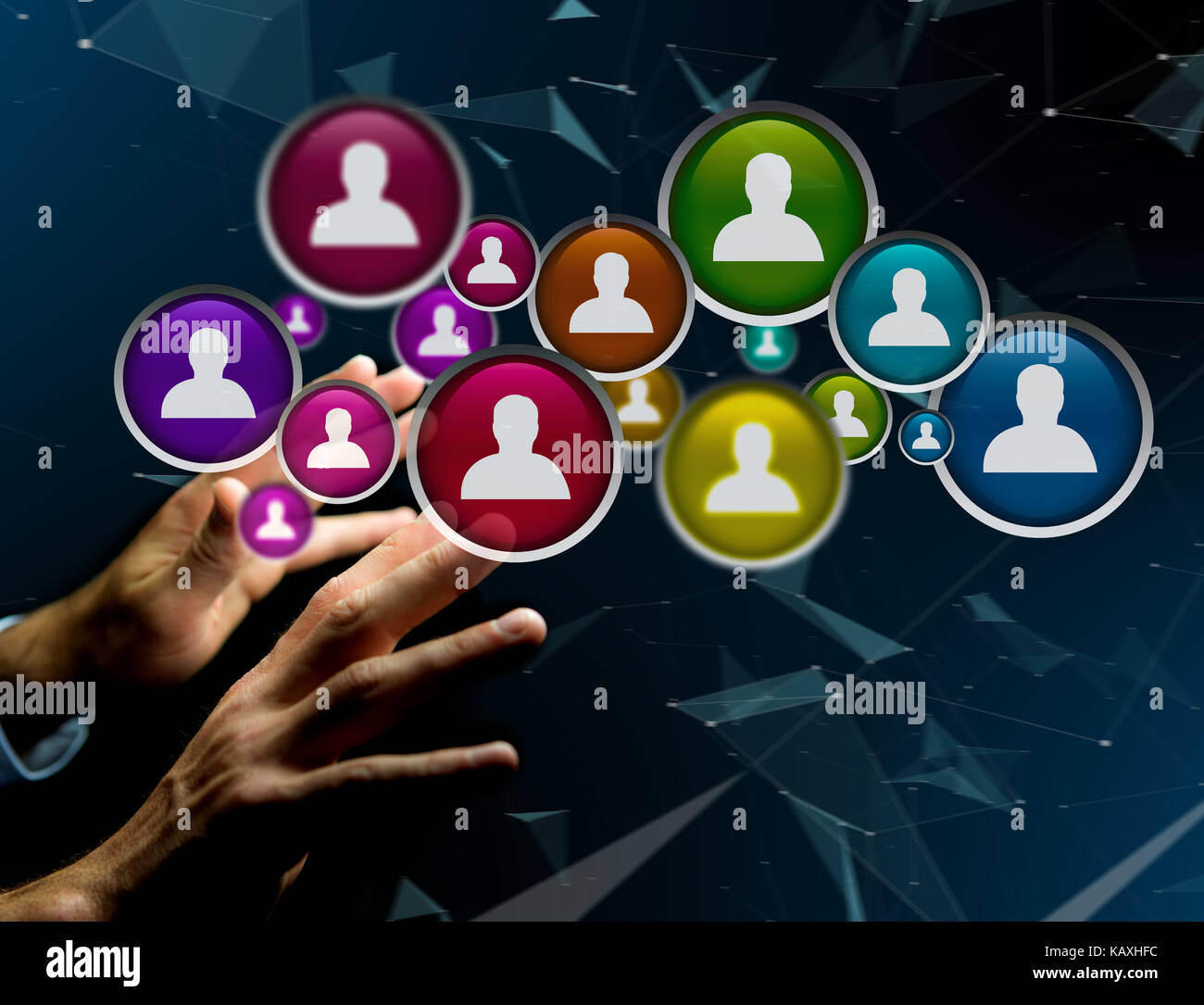 View of a Group of contact icon displayed on a technology interface ...