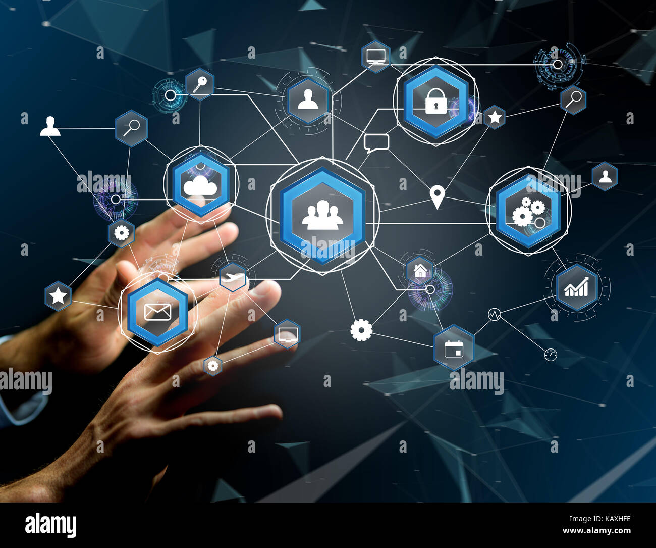 View of an International business network connection displayed on a ...