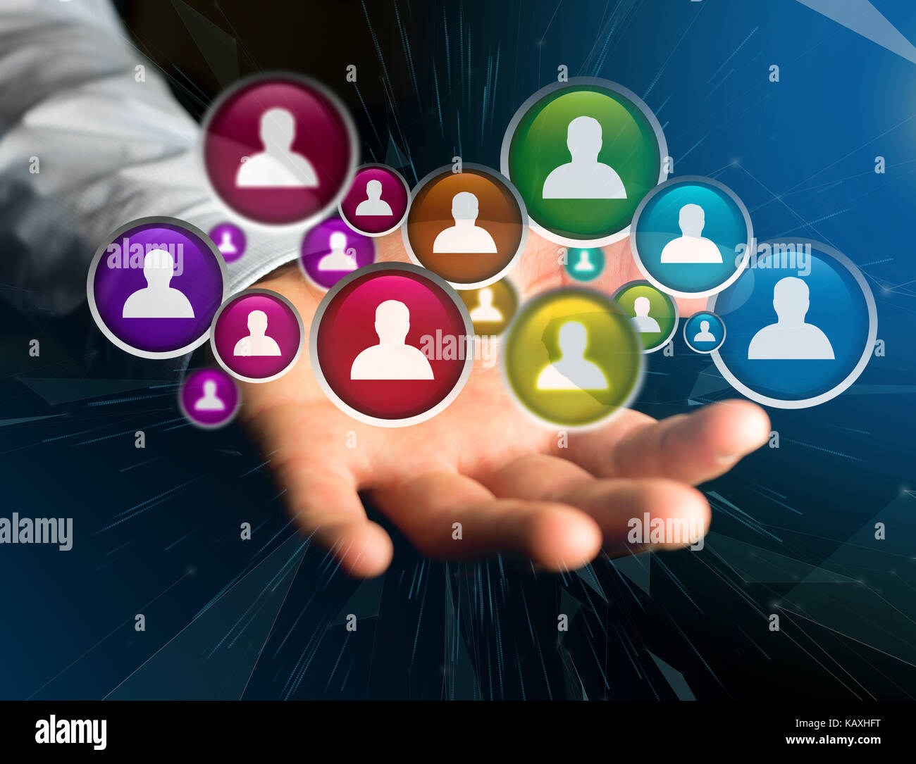 View of a Group of contact icon displayed on a technology interface ...