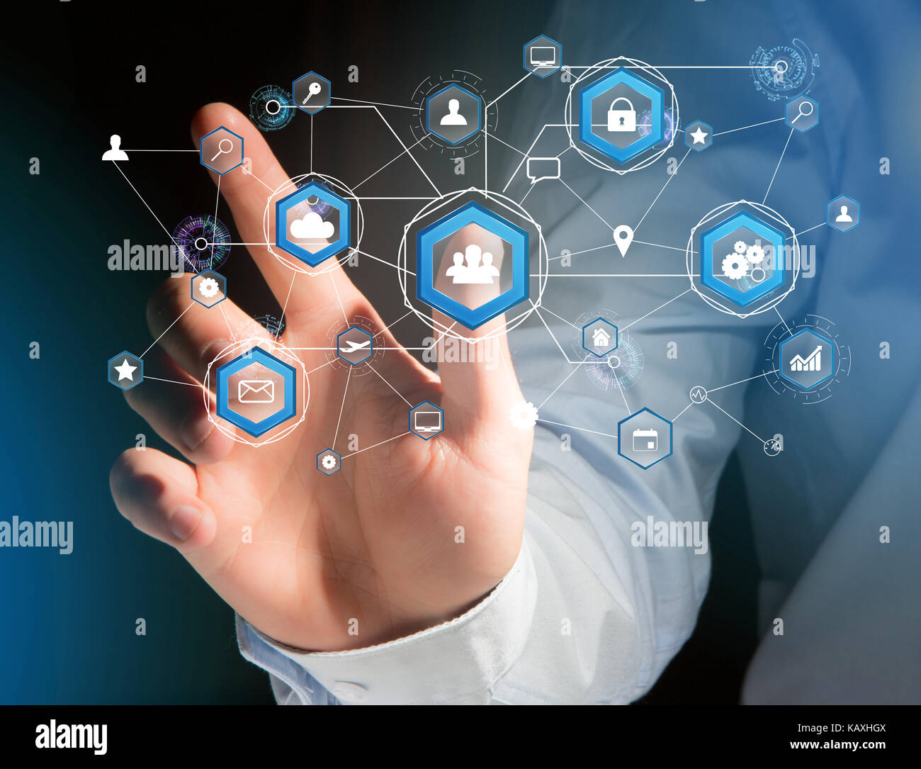 View of an International business network connection displayed on a ...