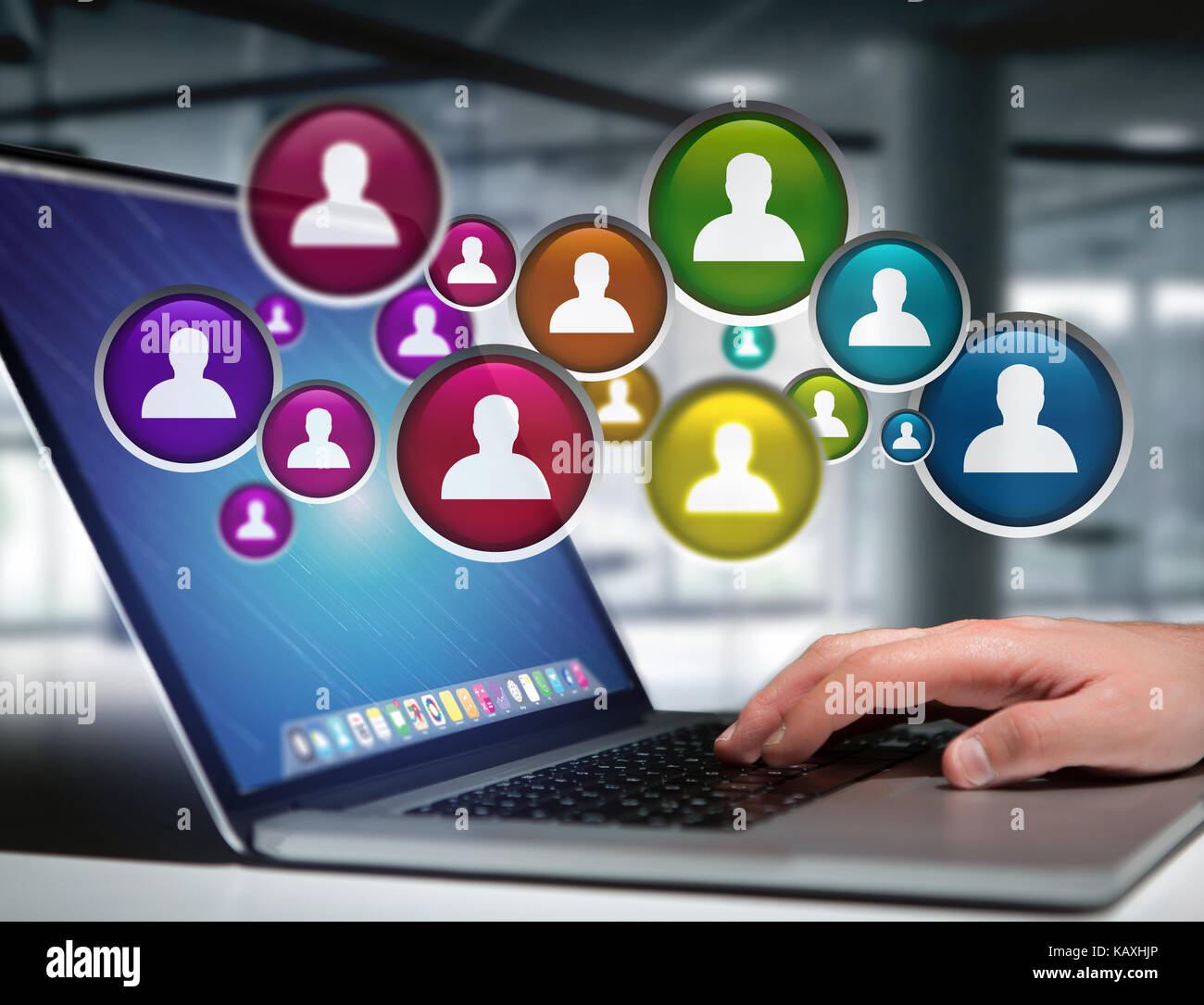 View of a Group of contact icon displayed on a technology interface ...