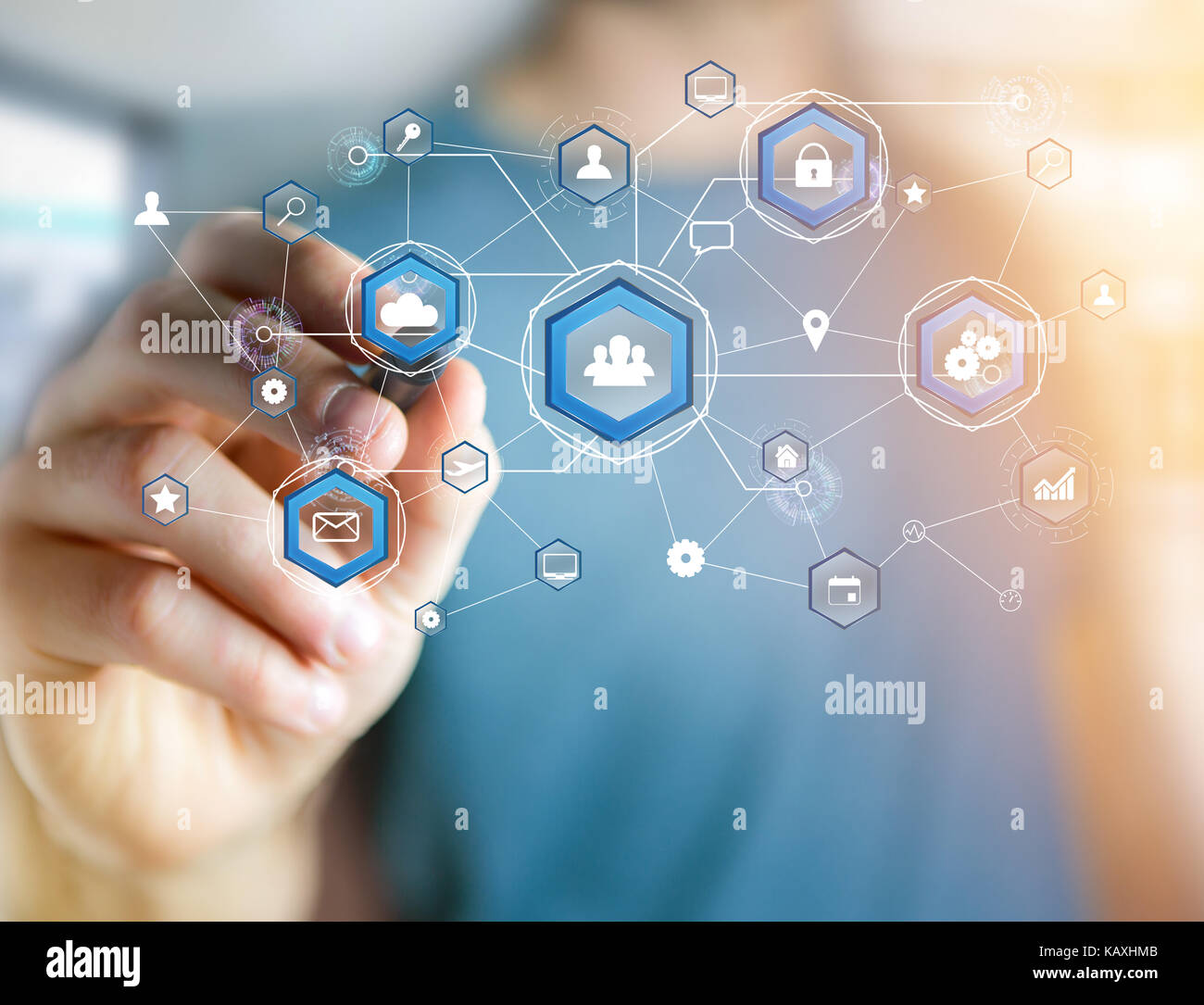 View of an International business network connection displayed on a ...
