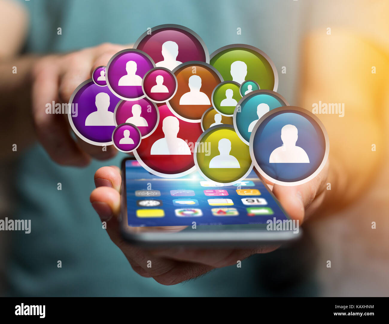 View of a Group of contact icon displayed on a technology interface ...