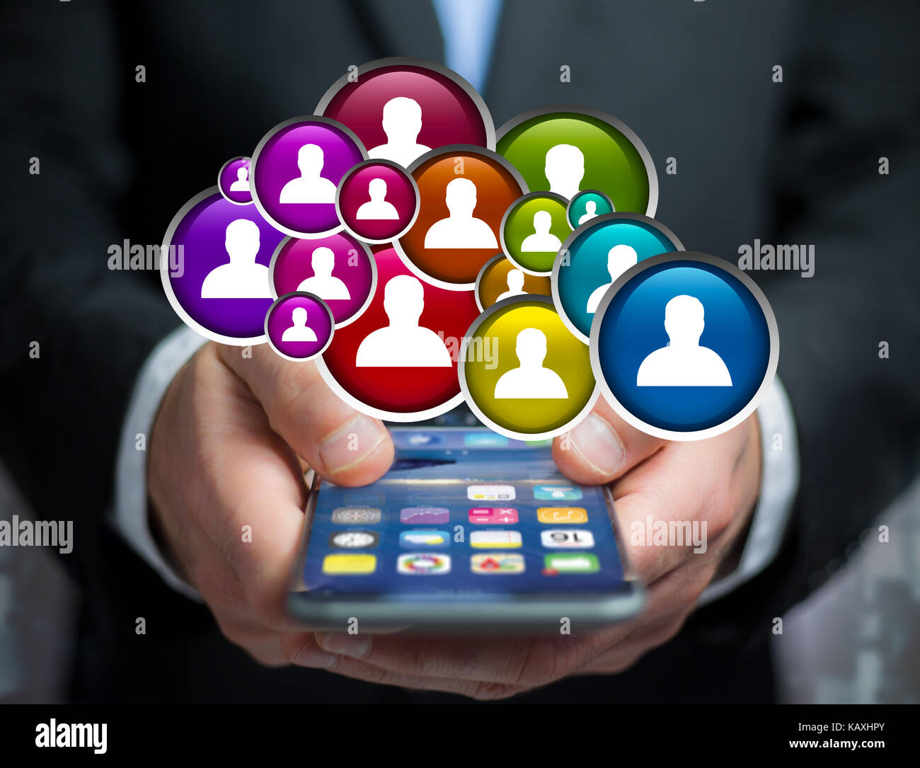 View of a Group of contact icon displayed on a technology interface ...
