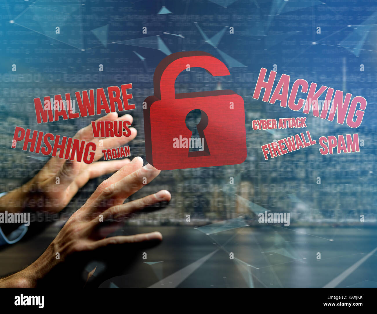 View of a Cyber attack concept on a technology interface Stock Photo ...