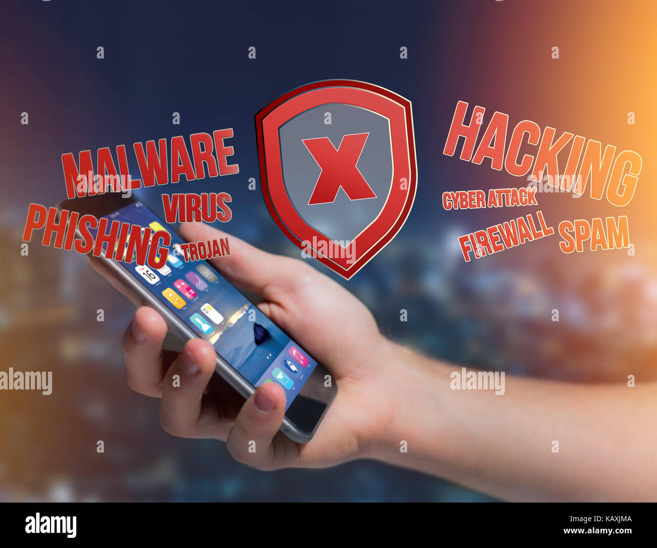 View of a Cyber attack concept on a technology interface Stock Photo ...