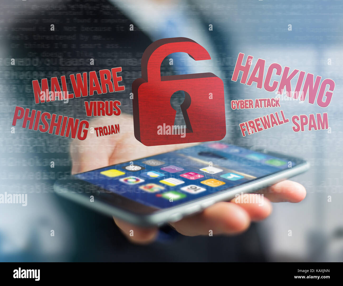 View of a Cyber attack concept on a technology interface Stock Photo ...