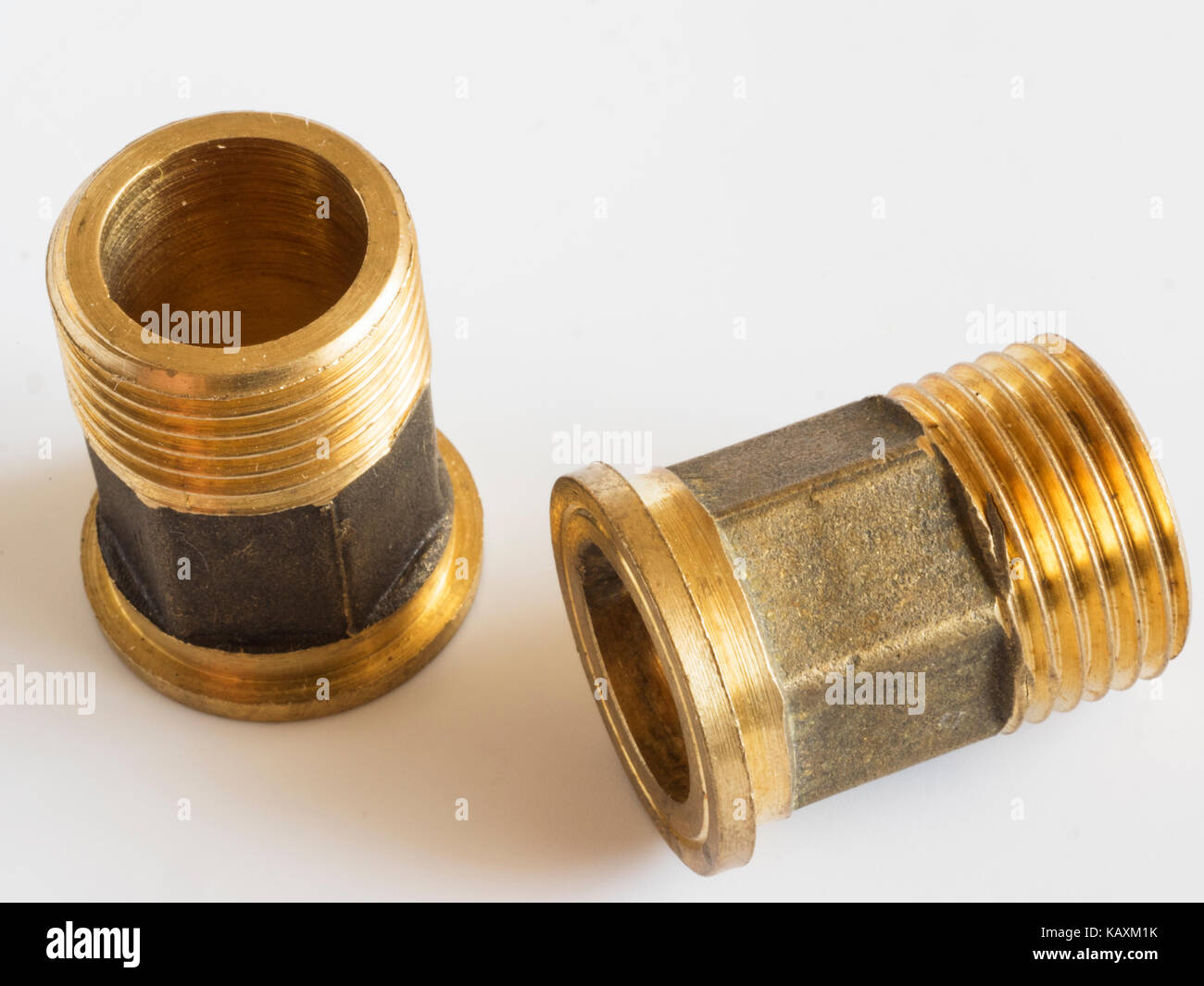 Threaded metal pipe fittings isolated on a white background Stock Photo ...