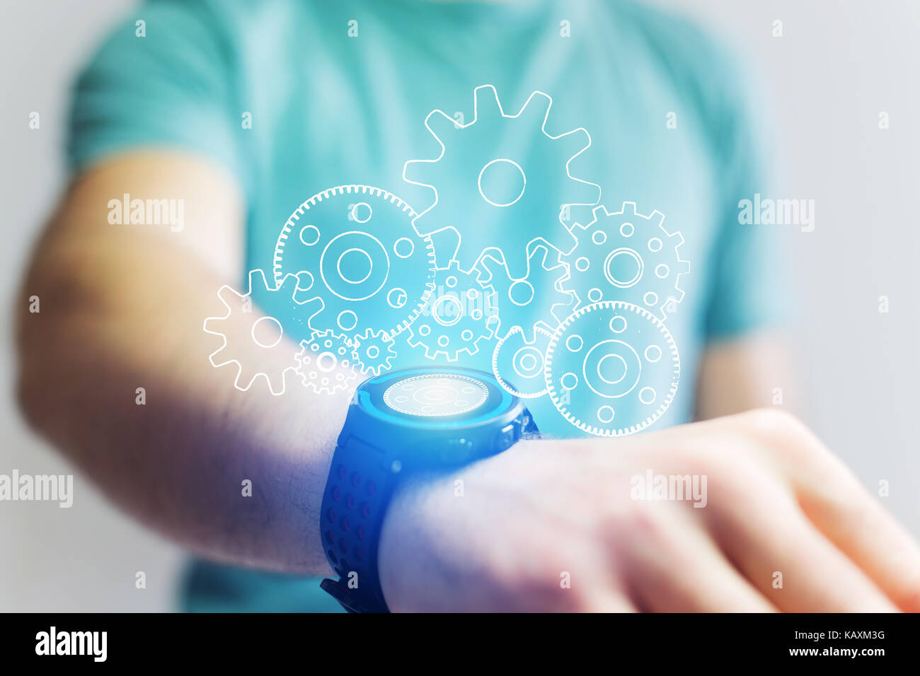 Concept view of cogwheel setting going out of a smartwatch Stock Photo ...