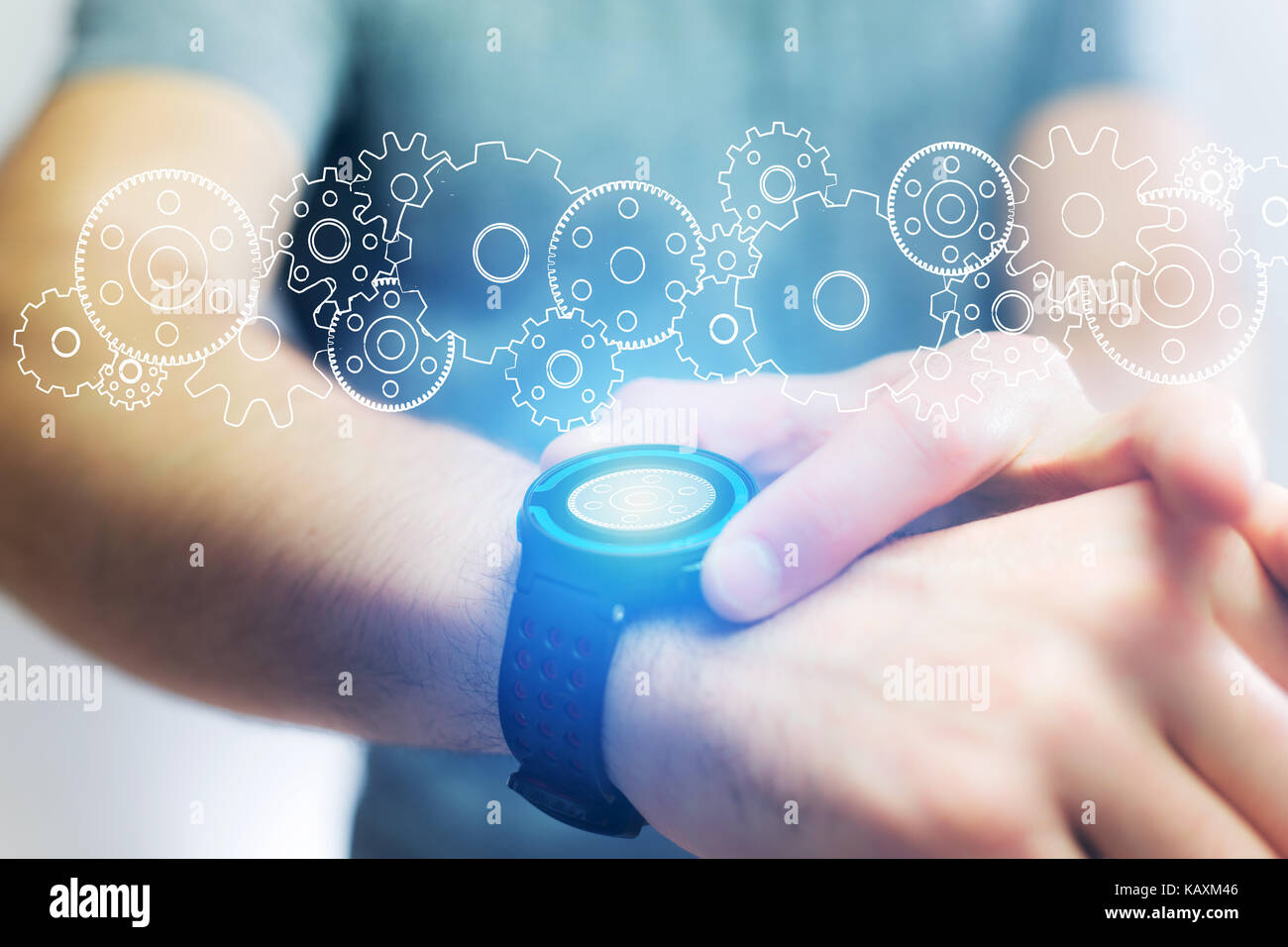 Concept view of cogwheel setting going out of a smartwatch Stock Photo ...