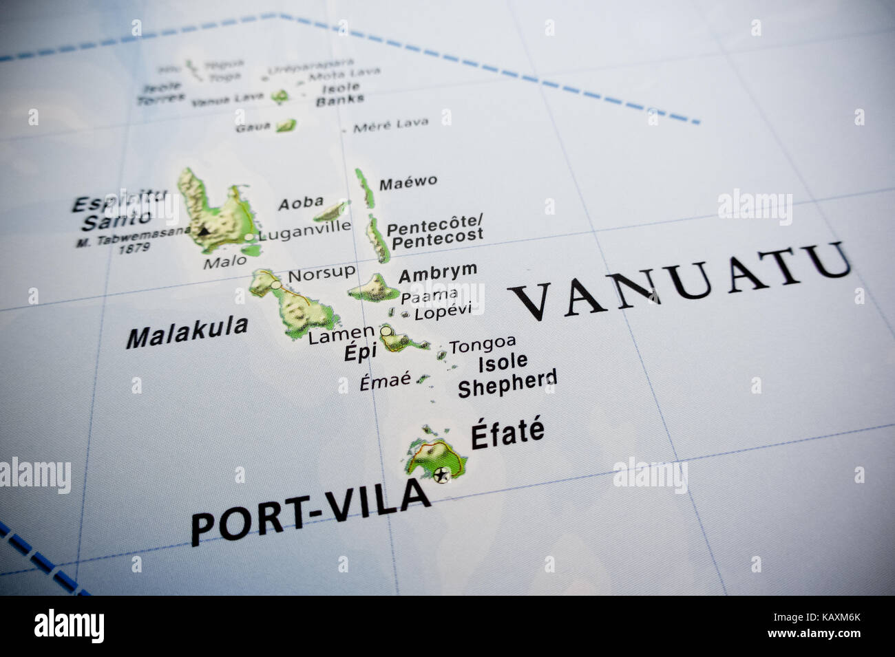 Vanuatu islands map Stock Photo - Alamy