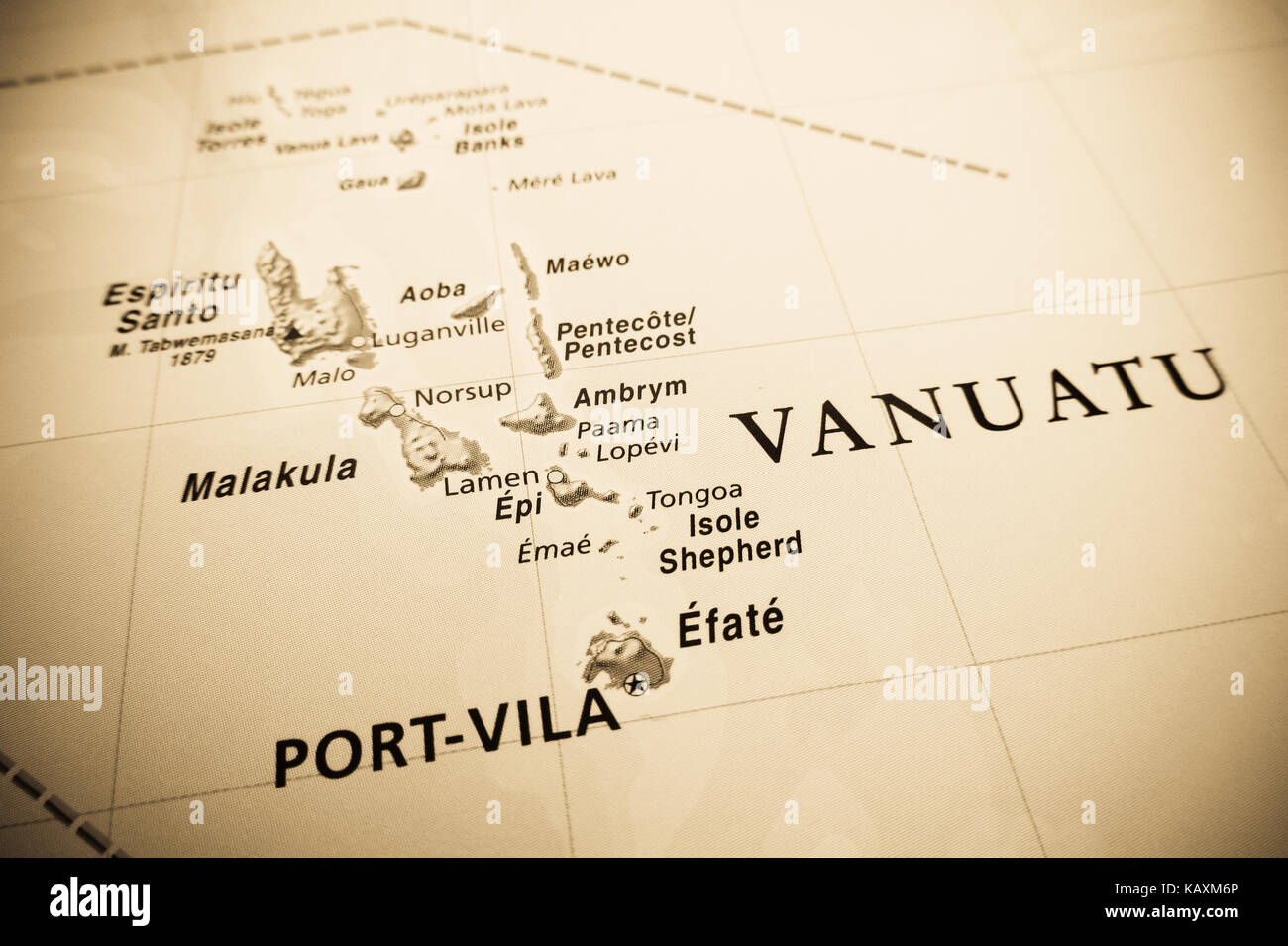Vanuatu islands map Stock Photo - Alamy