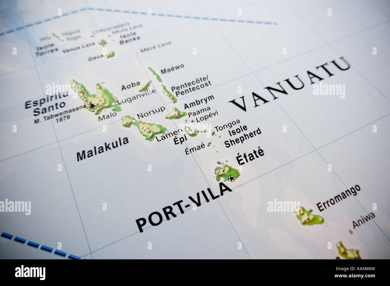 Vanuatu islands map Stock Photo - Alamy