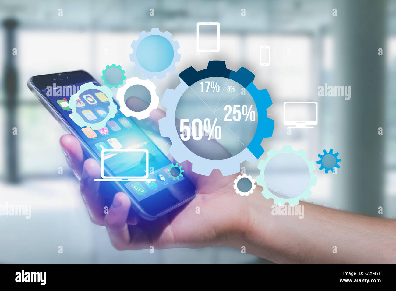 Concept view of statistic business graph on a technology interface ...
