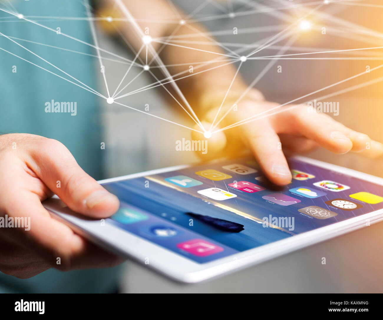 View of a Web operating system screen and network connection displayed ...
