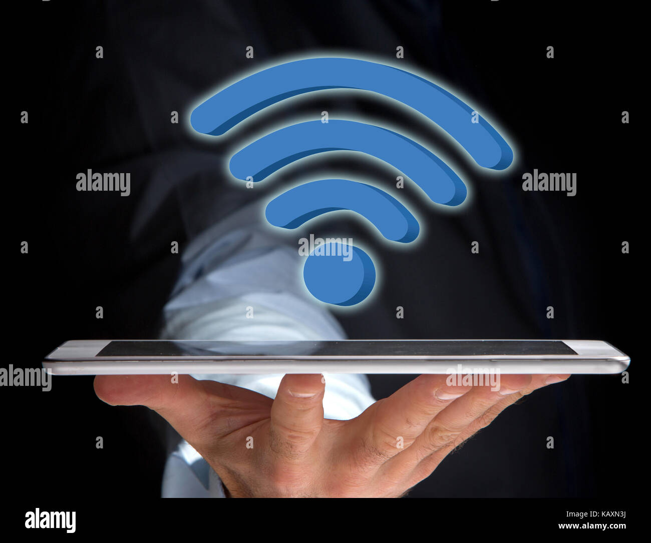 View of a Wifi symbol displayed on a futuristic interface - Connection ...